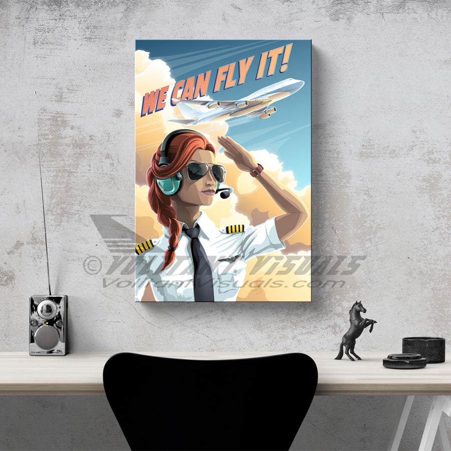 Woman Pilot Art Poster / We Can Do It / Volitant Visuals