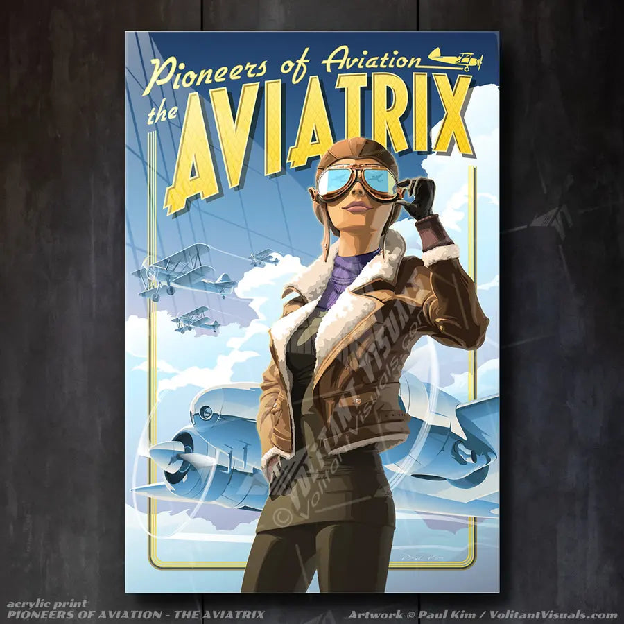 Pilot Art Poster / Aviatrix / Female Pilot / Volitant Visuals