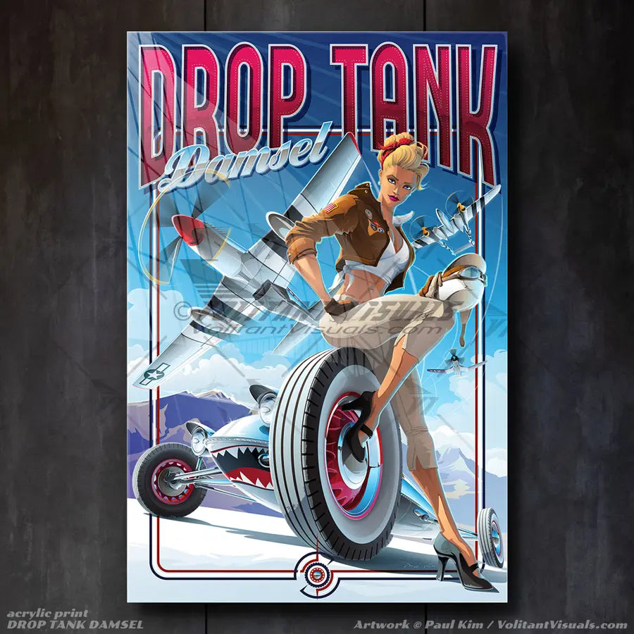 Pin-up Aviation Art Poster / Drop Tank Damsel / Volitant Visuals
