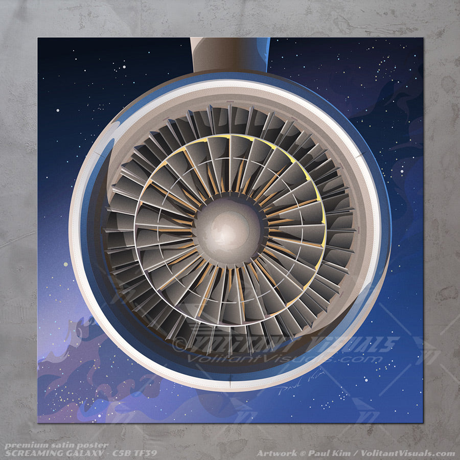 Aviation Art Poster / C-5 Galaxy TF39 Engine / Volitant Visuals